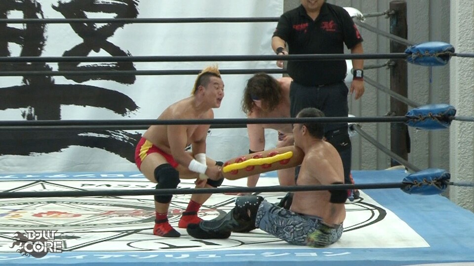 02石川勇希&菊田一美&森廣祐基 vs 伊東竜二&大門寺崇&ジャック・ケネディ | BJW CORE