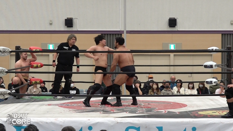 02関本大介&ジェイコブ・クレイン vs 中之上靖文&野村卓矢 | BJW CORE