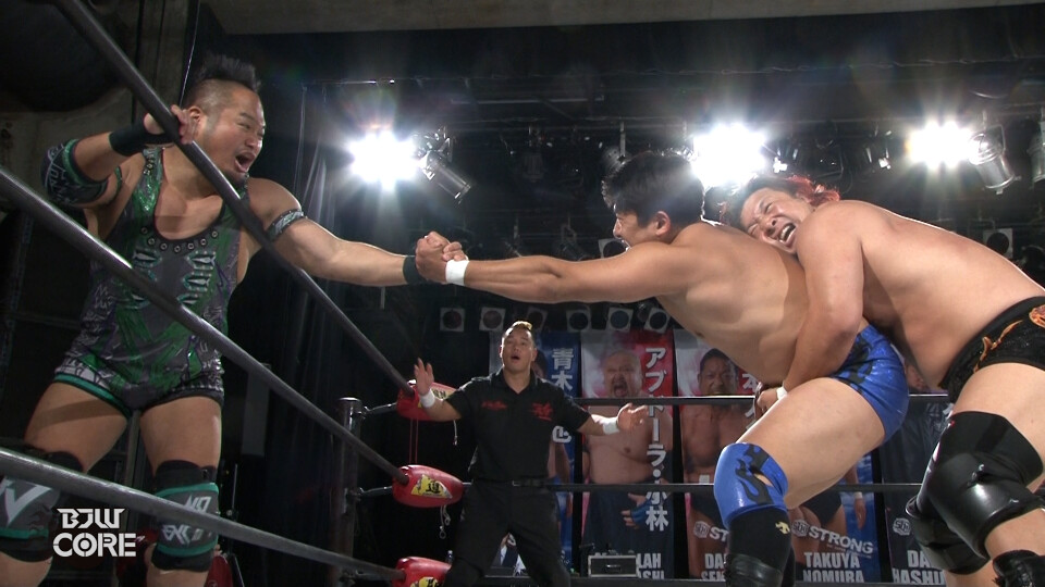 05青木優也&入江茂弘 vs 中之上靖文&大門寺崇 | BJW CORE