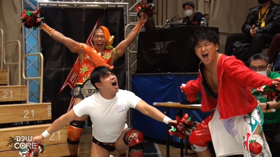 03関札皓太&梶トマト&吉野達彦 vs 加藤拓歩&星野良&X | BJW CORE